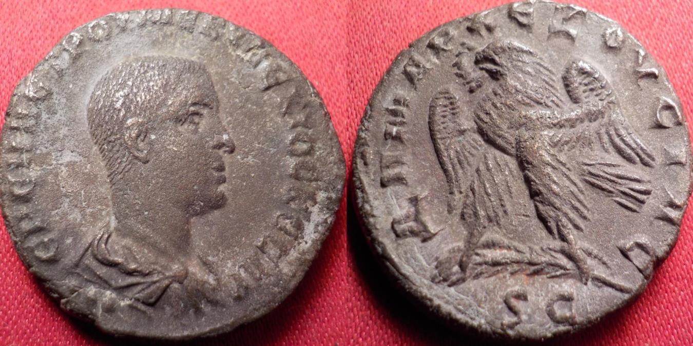 HERENNIUS ETRUSCUS, as Caesar, billon tetradrachm. Antioch. Eagle on ...