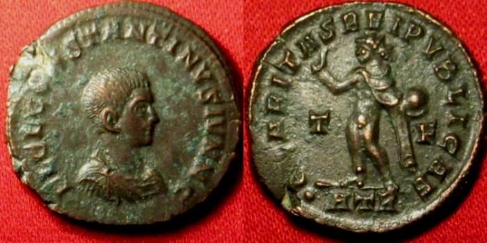 CONSTANTINE II CAESAR AE3 follis. CLARITAS REIPUBLICAE, Sol standing.