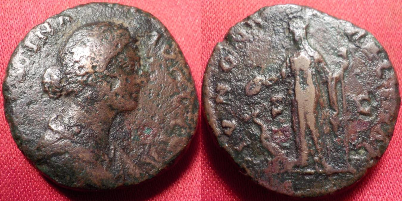 FAUSTINA II JUNIOR AE as. Juno standing, peacock beside. | Roman ...