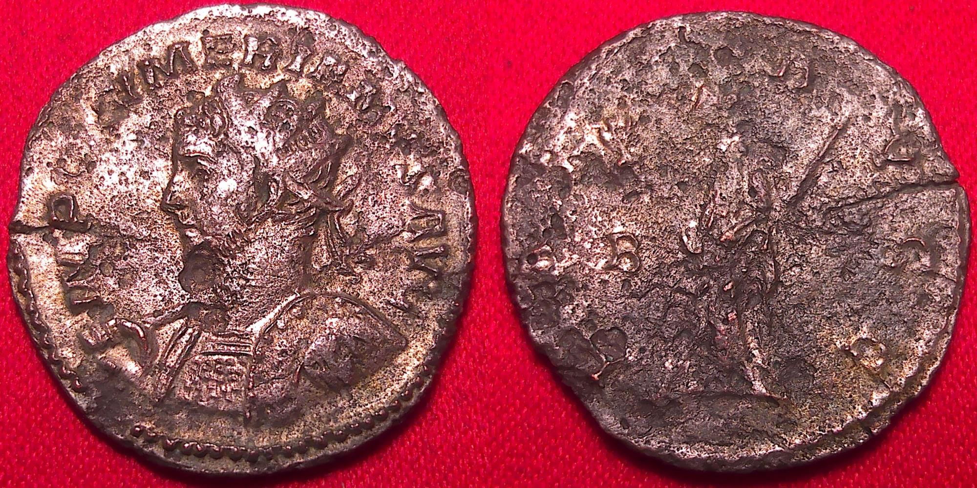 NUMERIAN AE silvered antoninianus. Pax standing. Left facing portrait ...