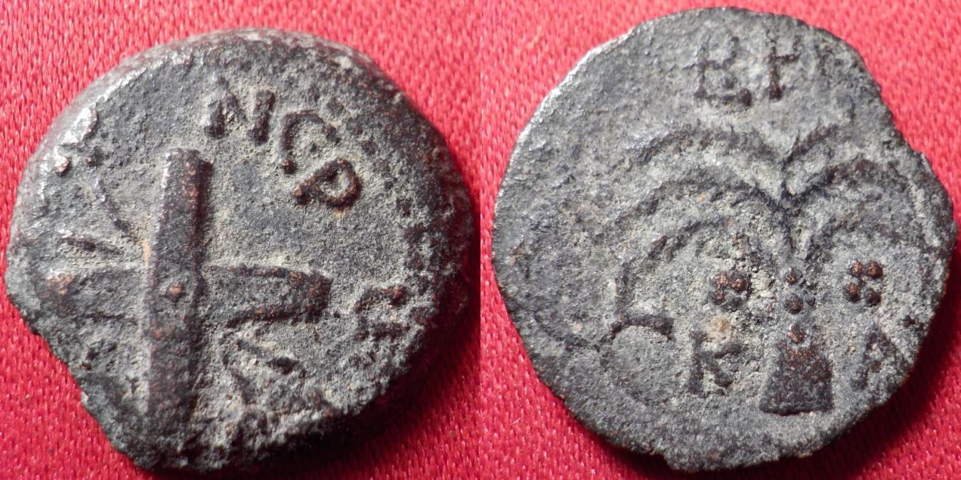 JUDAEA, under the Roman Procurators, AE prutah. Antonius Felix, under ...