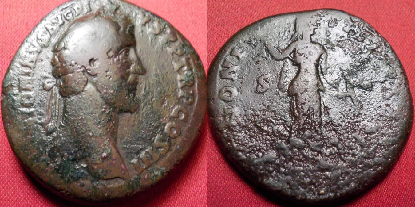 ANTONINUS PIUS AE sestertius. IVNONI SISPITAE, Juno Sospita advancing ...