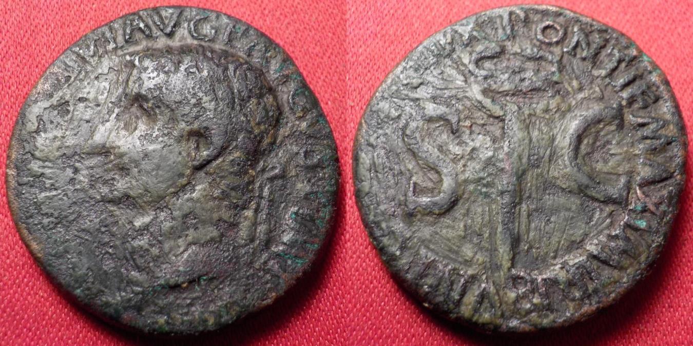 TIBERIUS AE as. Rome, 23-24 AD. Winged caduceus. | Roman Imperial Coins