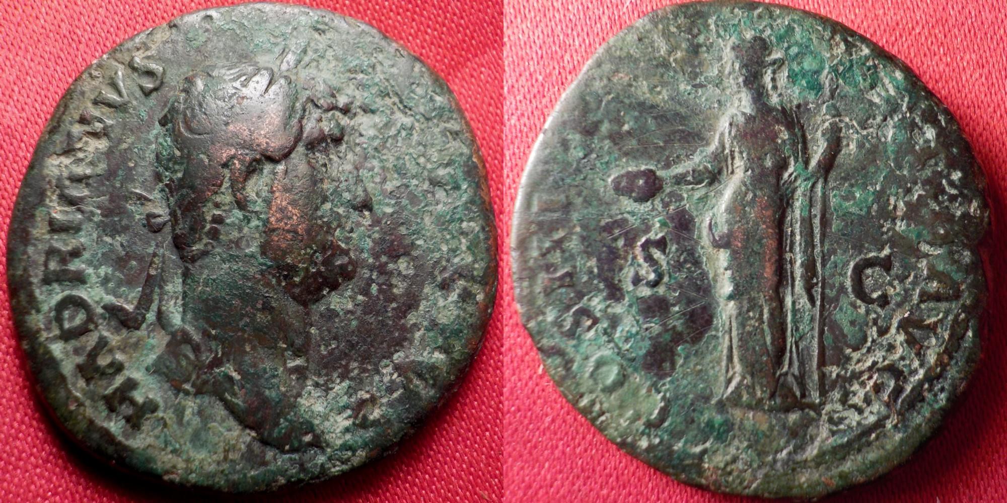 HADRIAN AE as. 132-134 AD. Clementia standing left | Roman Imperial Coins