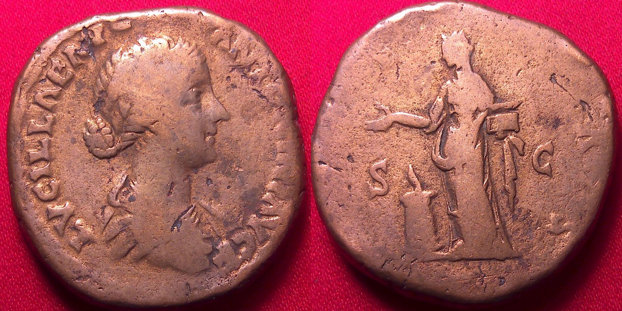 LUCILLA AE sestertius. PIETAS standing, altar beside | Roman Imperial Coins