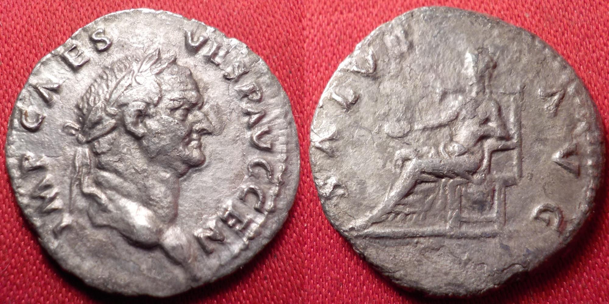 VESPASIAN AR silver denarius. Salus seated, holding patera. | Roman ...