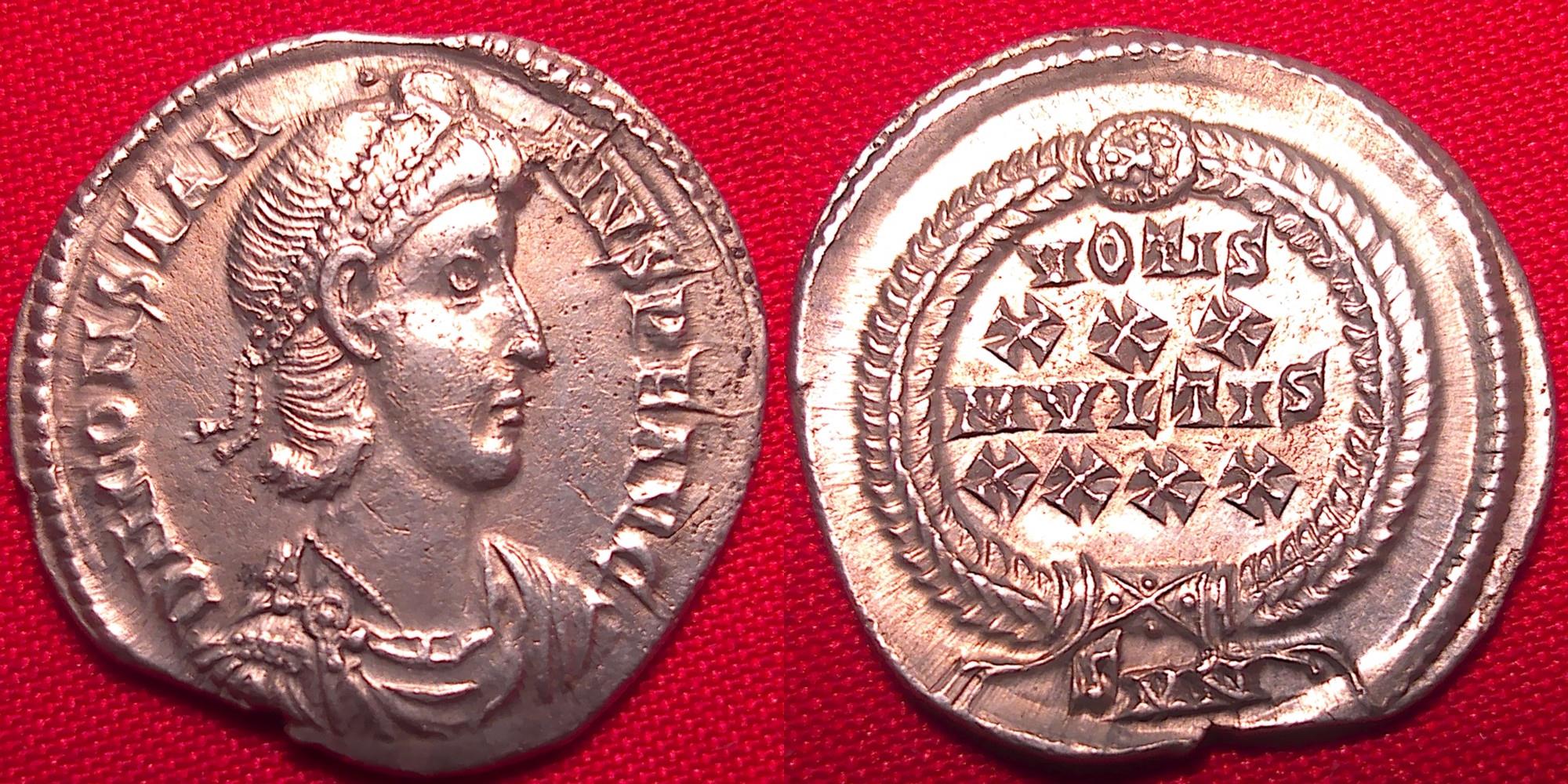 CONSTANTIUS II AR silver siliqua. Nicomedia mint. VOTIS XXX MVLTIS XXXX ...