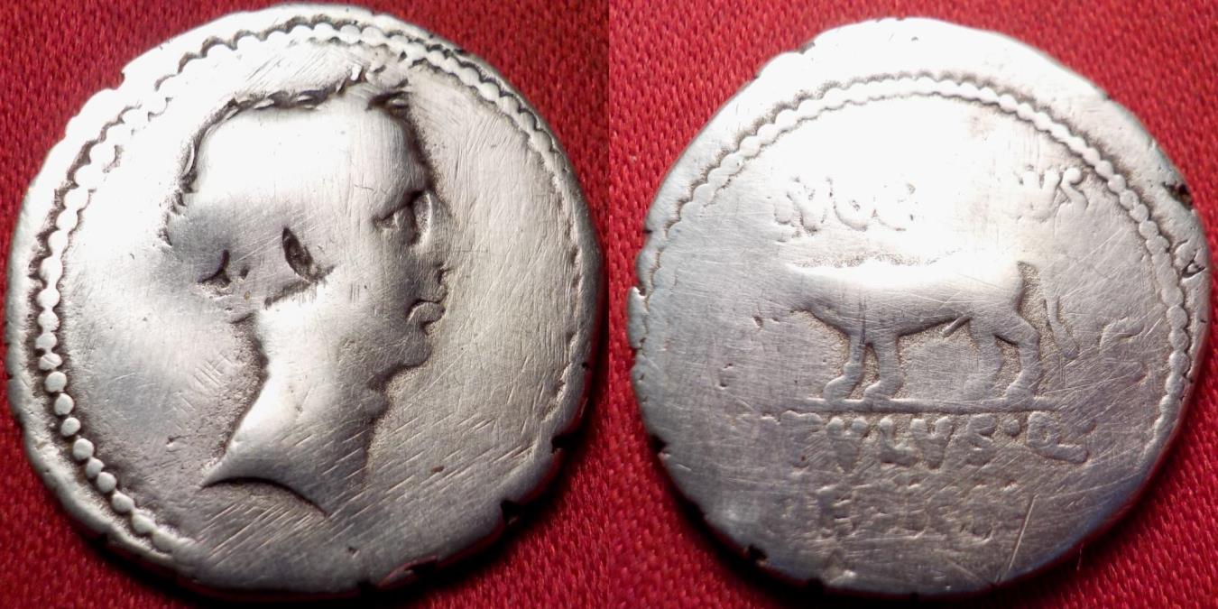 DIVUS JULIUS CAESAR AR silver denarius. Portrait issue, 40 BC, moneyer ...