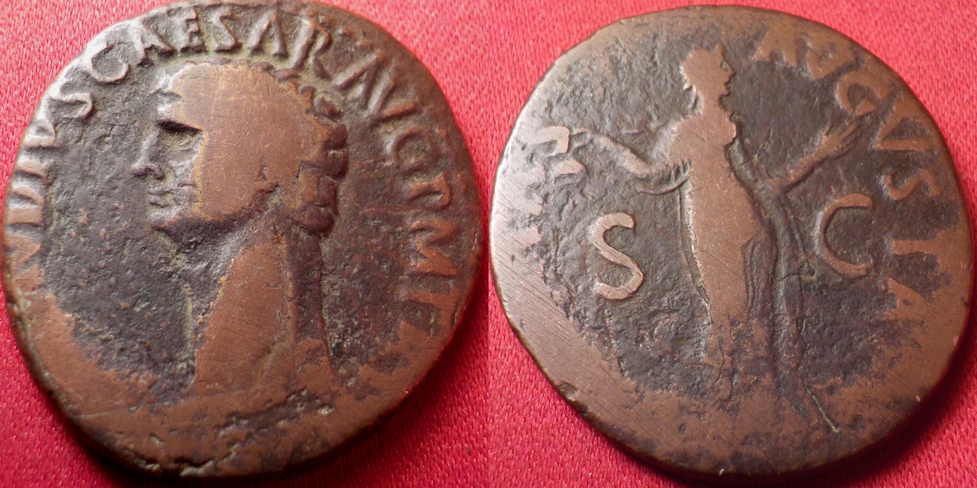 CLAUDIUS AE as. Libertas standing, holding pileus. | Roman Imperial Coins