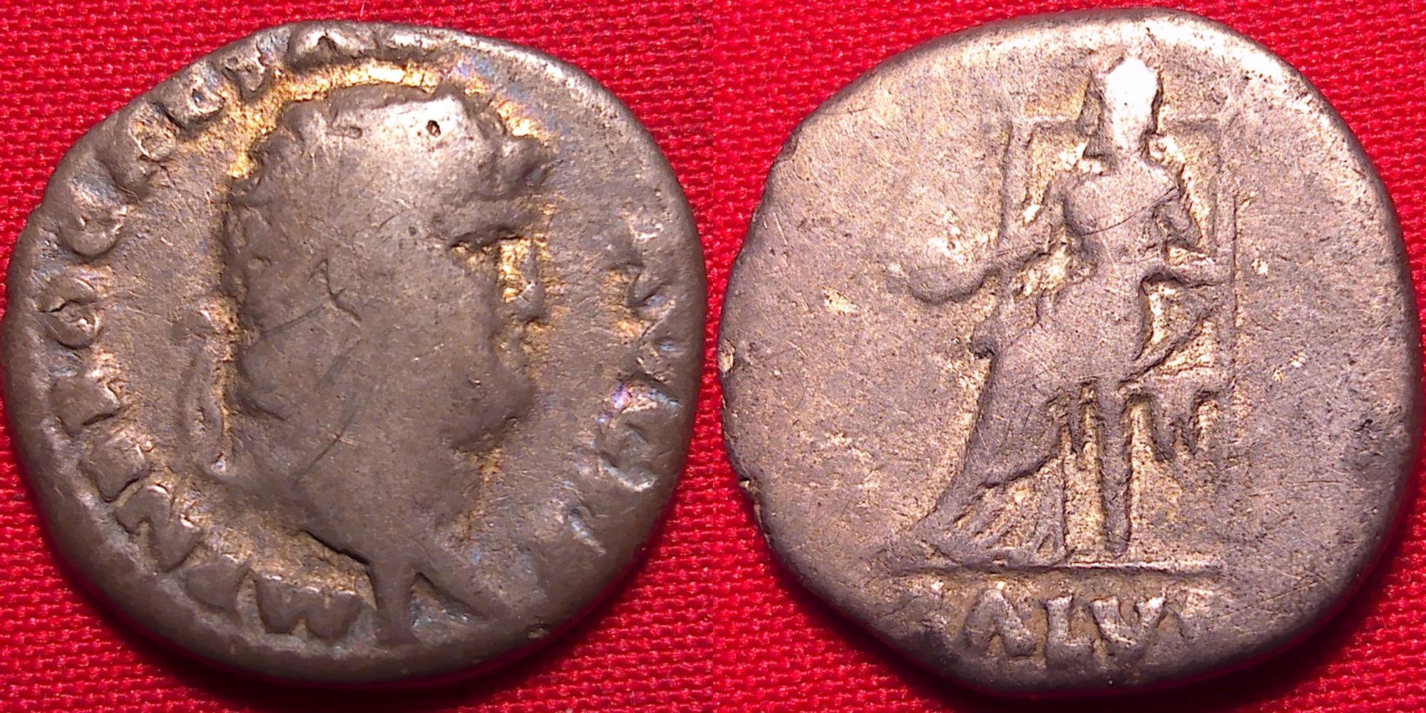 NERO AR silver denarius. Salus seated, holding patera. | Roman Imperial ...
