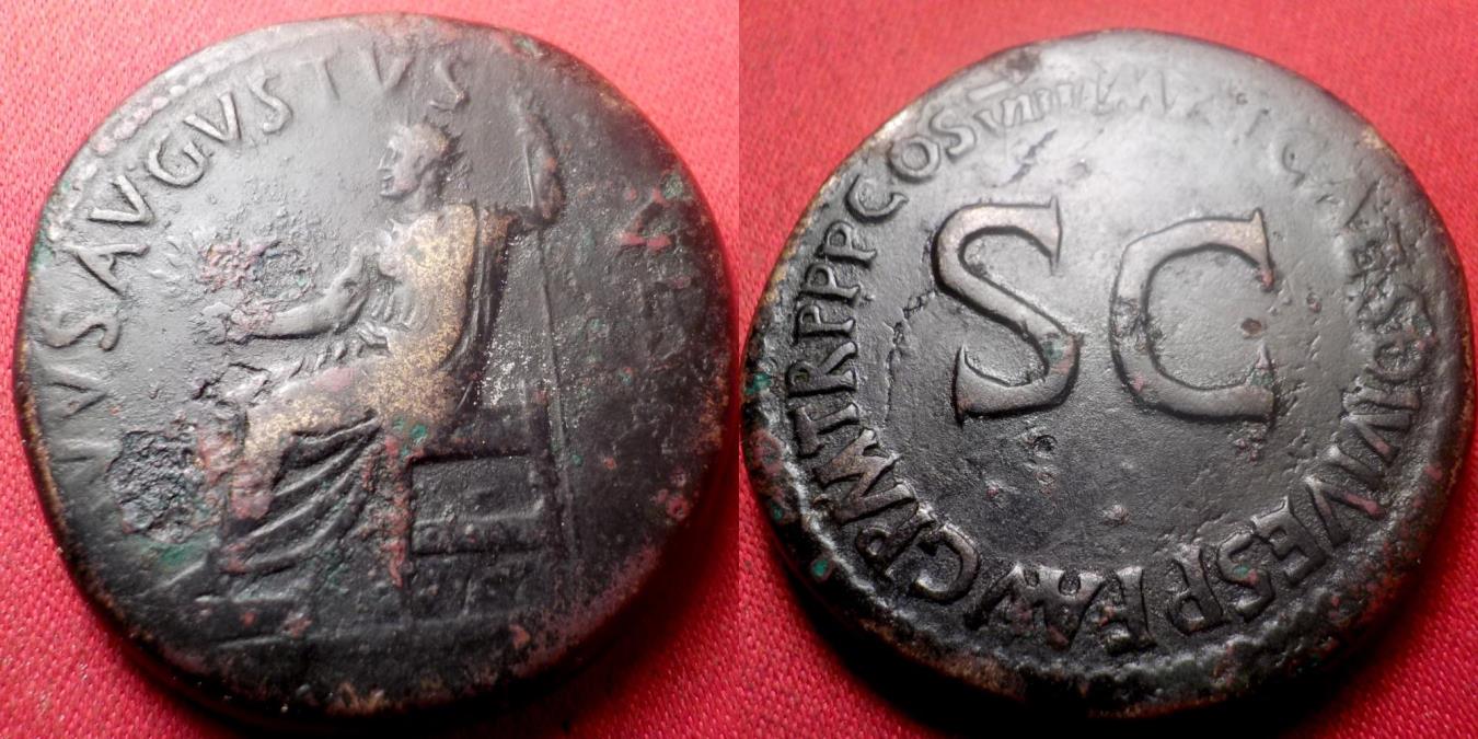 DIVUS VESPASIAN AE sestertius. Posthumous issue by Titus, radiate ...