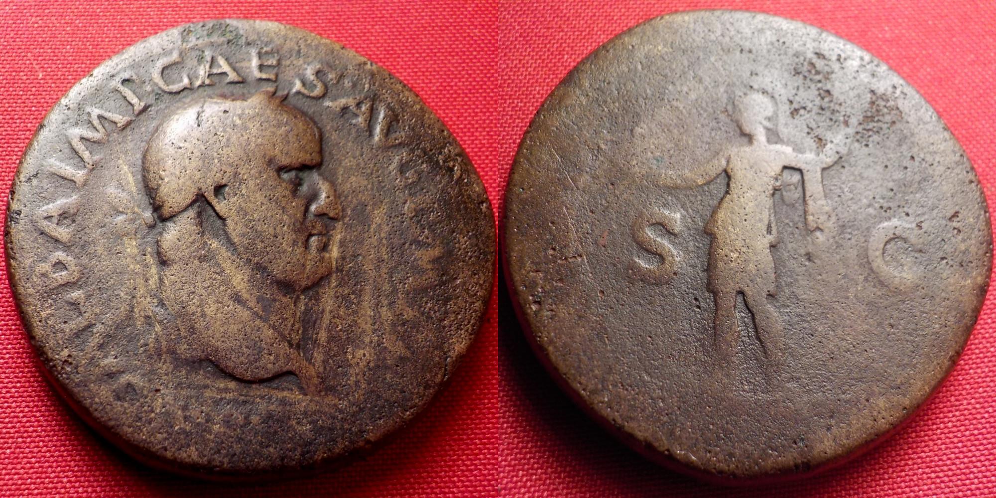GALBA AE orichalcum sestertius. Rome, 68 AD. Roma standing, holding ...
