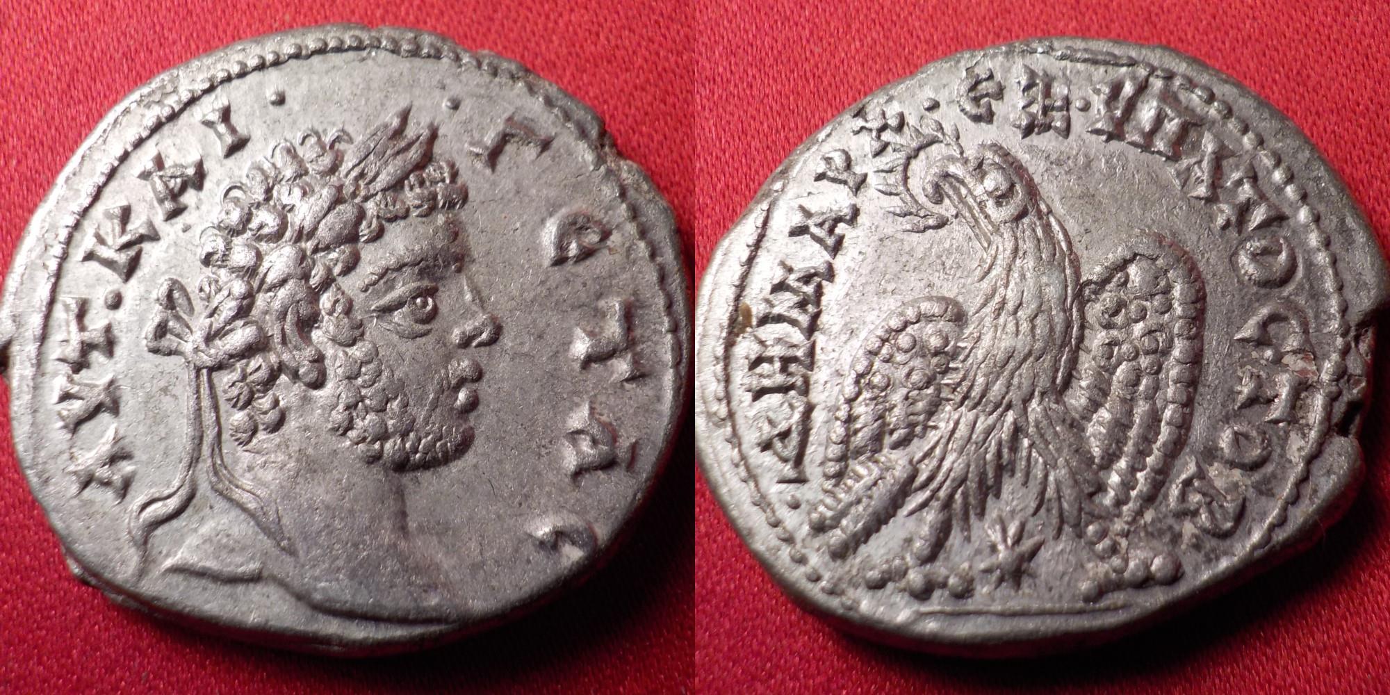 GETA AUGUSTUS AR silver tetradrachm. 211 AD, Laodicea ad Mare. Eagle ...