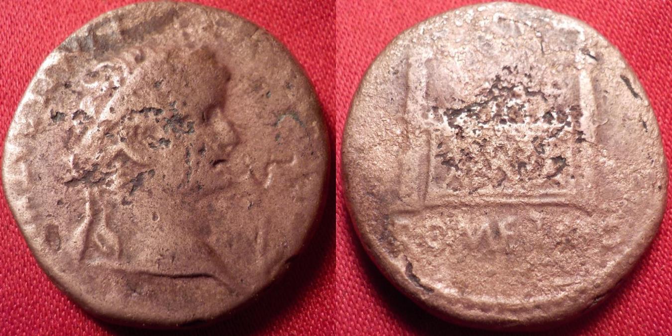 TIBERIUS, as Caesar, AE as. The Altar of Lugdunum, struck 12-14 AD.