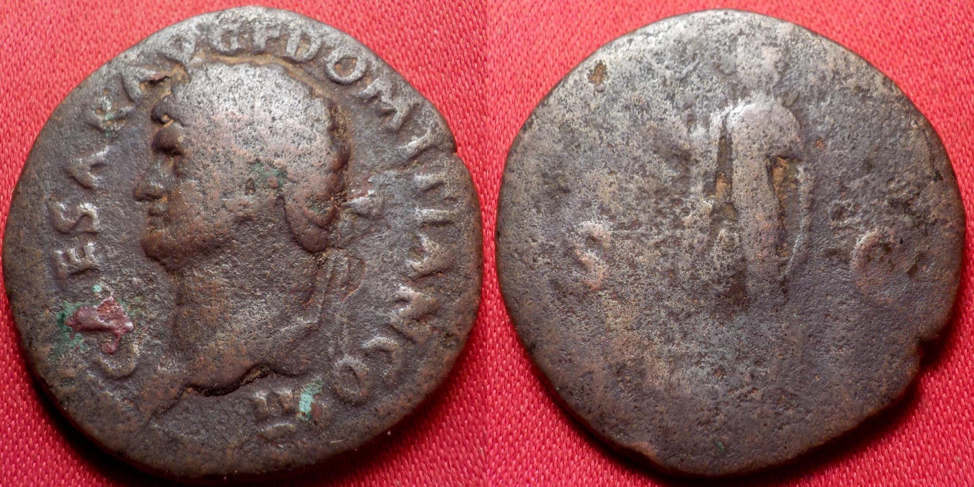 DOMITIAN, as Caesar under Vespasian, AE as. Spes advancing, 72 AD.