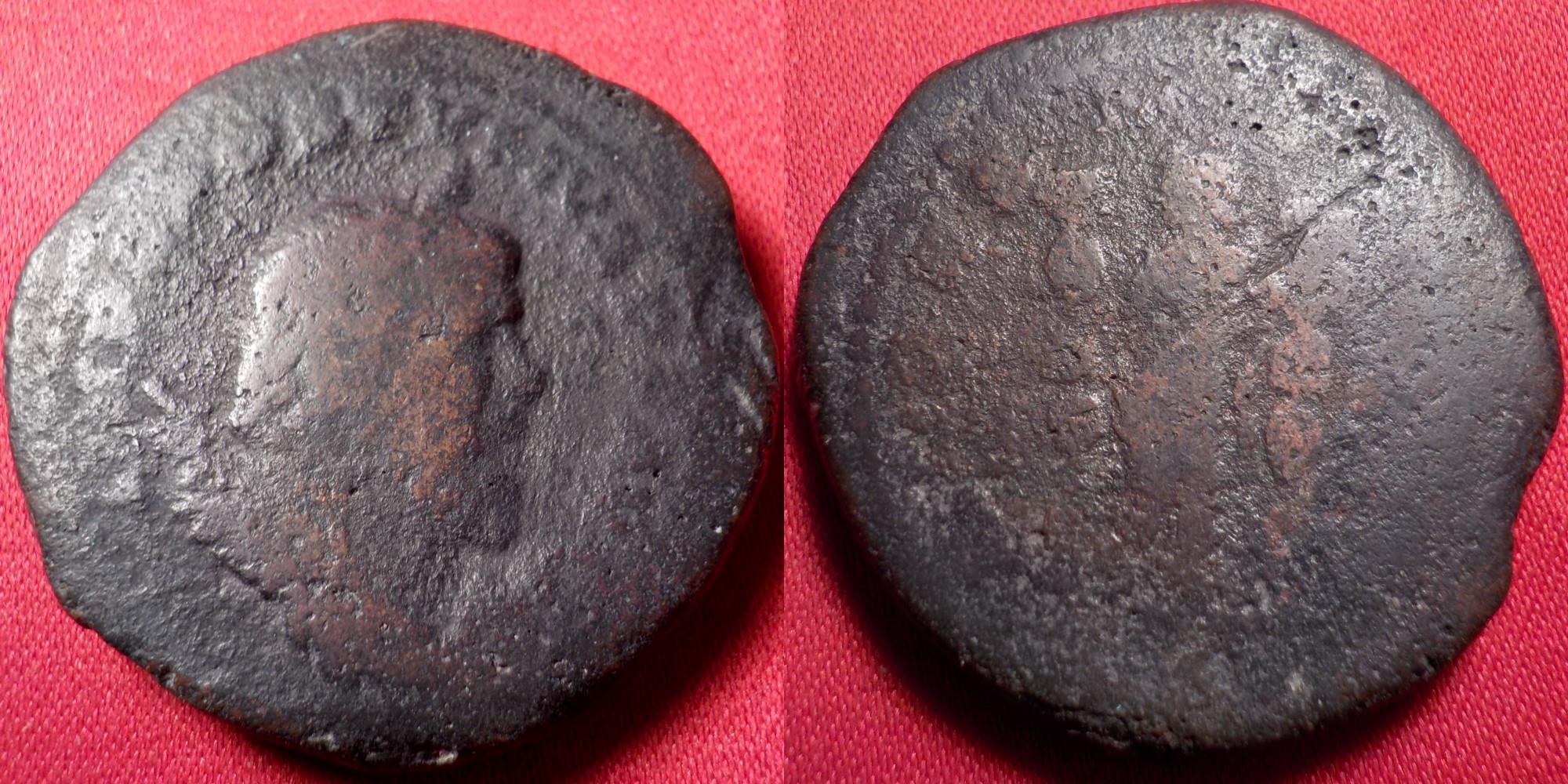 POSTUMUS AE laureate sestertius. FIDES MILITVM, Fides standing, holding standards.