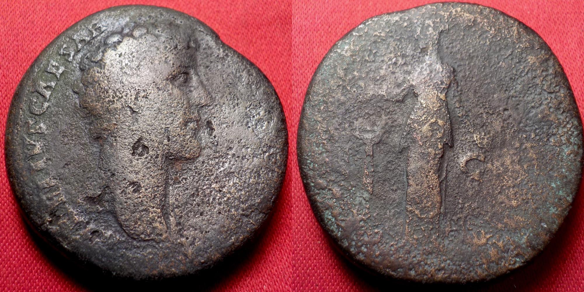 MARCUS AURELIUS CAESAR AE sestertius. IVVENTAS, Juventas standing ...