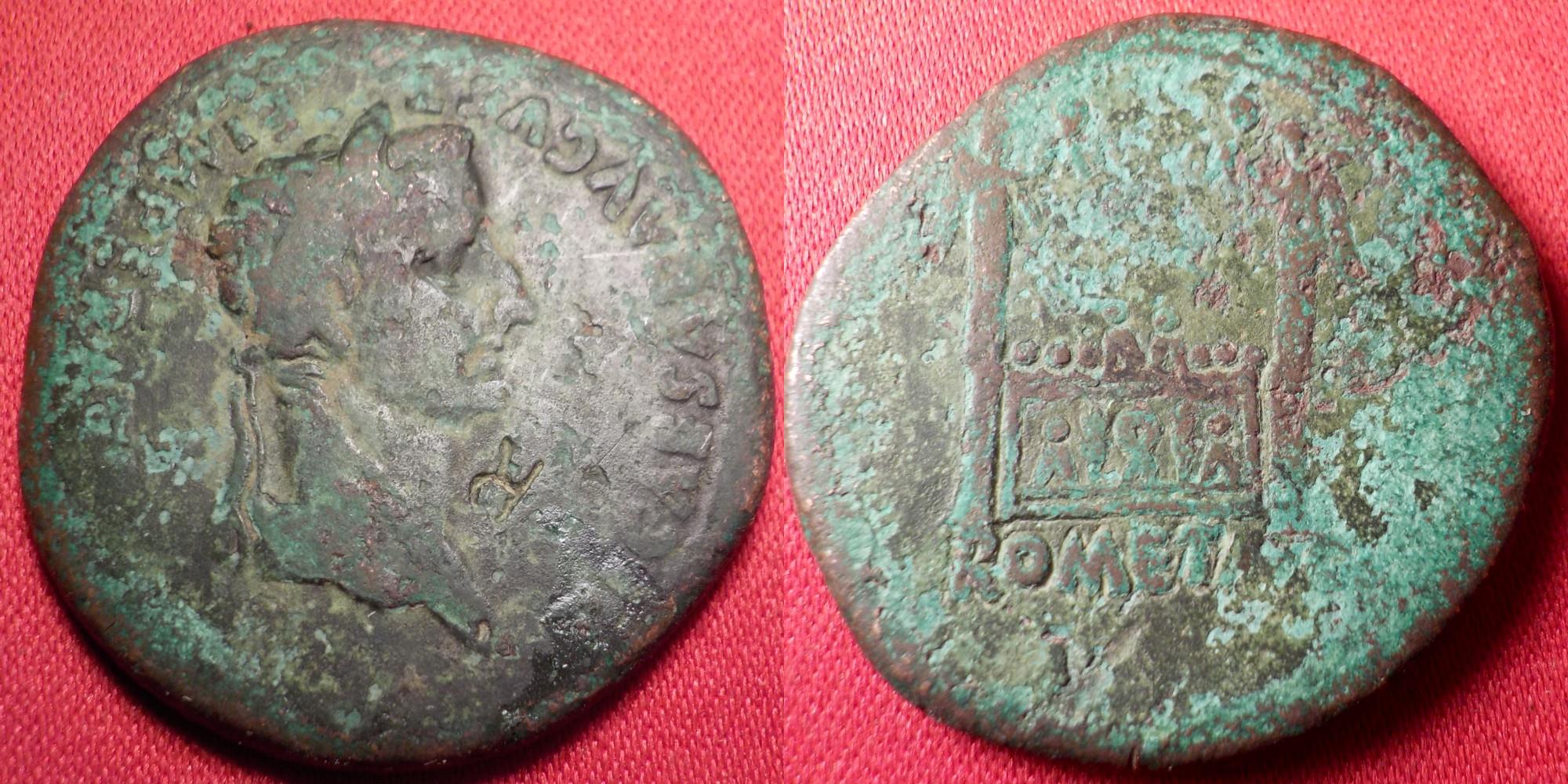TIBERIUS, as Caesar, AE as. The Altar of Lugdunum, struck 12-14 AD.