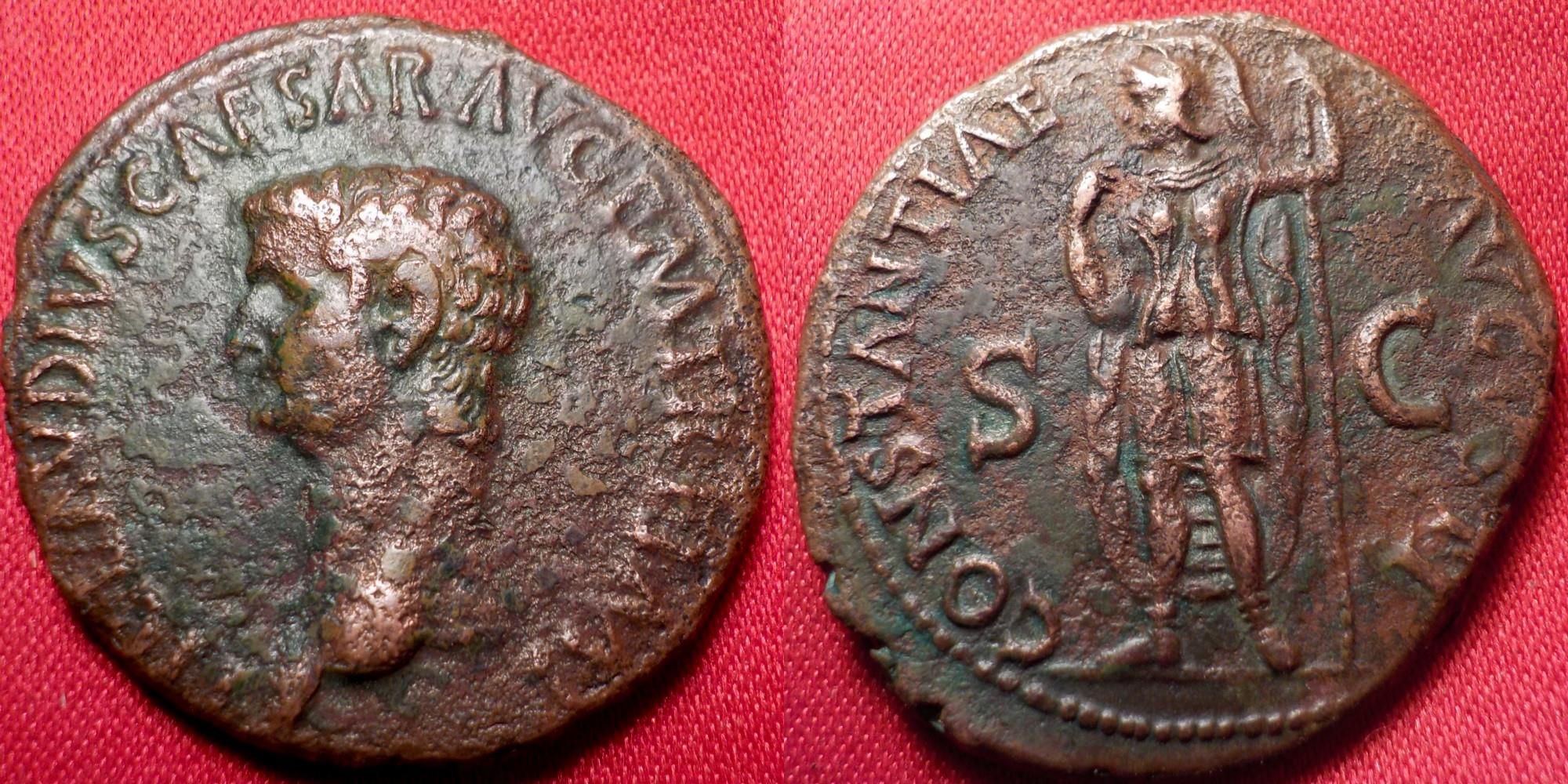 CLAUDIUS AE as. Constantia standing, holding spear. | Roman Imperial Coins