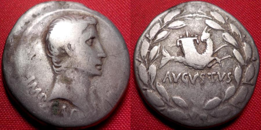 AUGUSTUS AR silver cistophorus. Mysia, Pergamum. Capricorn with ...