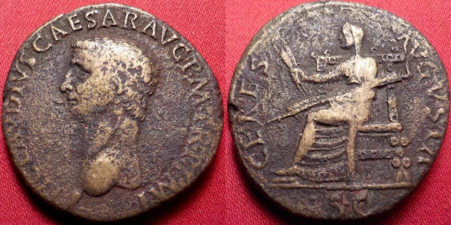 CLAUDIUS AE dupondius. CERES seated on ornamental throne | Roman ...