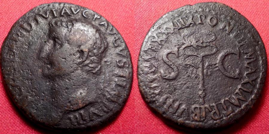 TIBERIUS AE as. Rome, 23-24 AD. Winged caduceus. | Roman Imperial Coins