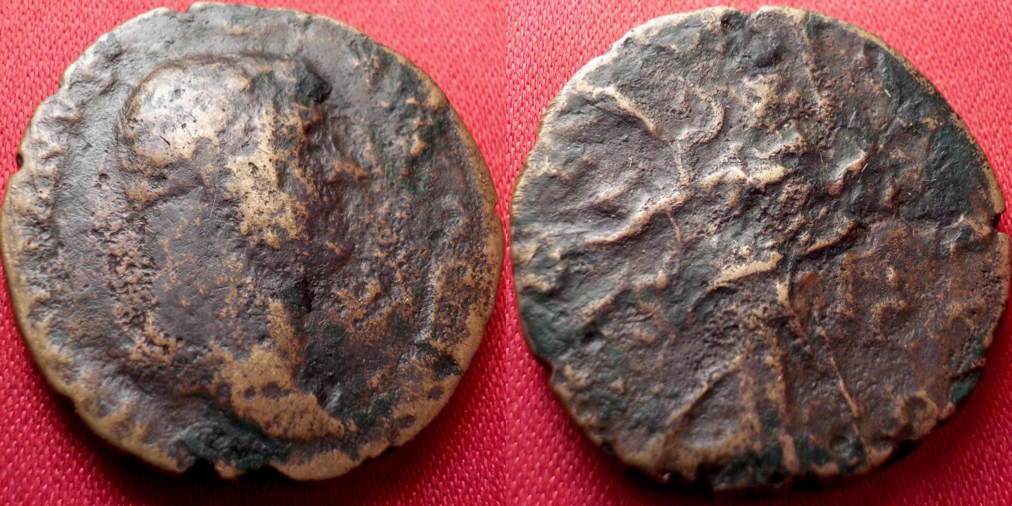 HADRIAN AE as. Salus standing, feeding serpent | Roman Imperial Coins