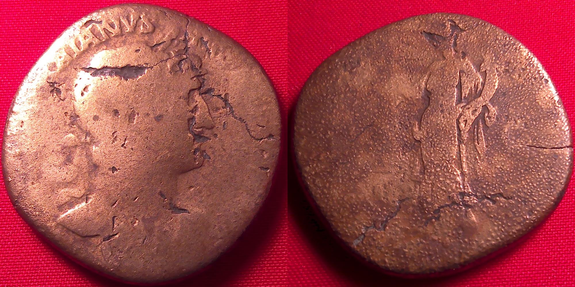 HADRIAN AE sestertius. Rome, 119 AD. Felicitas standing, holding ...