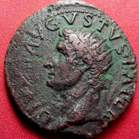 VESPASIAN AE as. Eagle perched atop globe, wings spread. Lugdunum mint ...