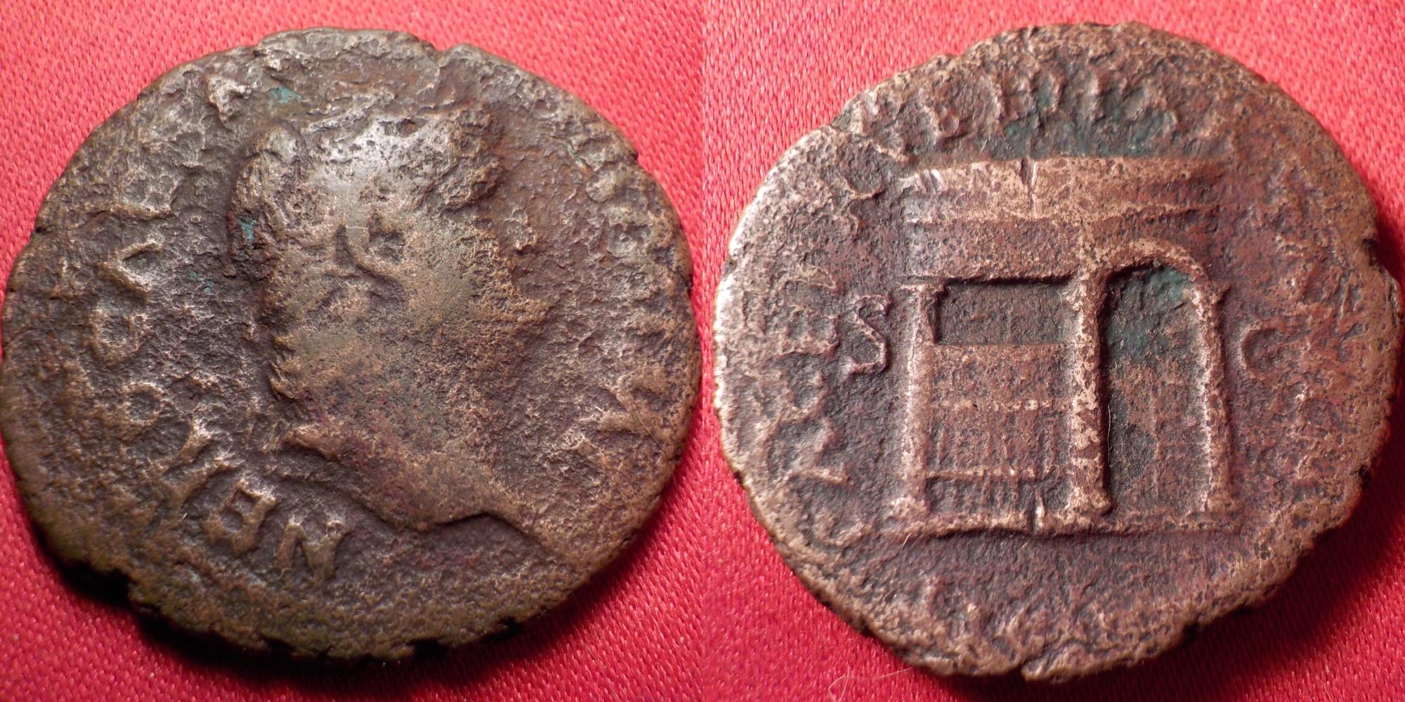 NERO AE as. Temple of Janus with closed doors. 65 AD | Roman Imperial Coins