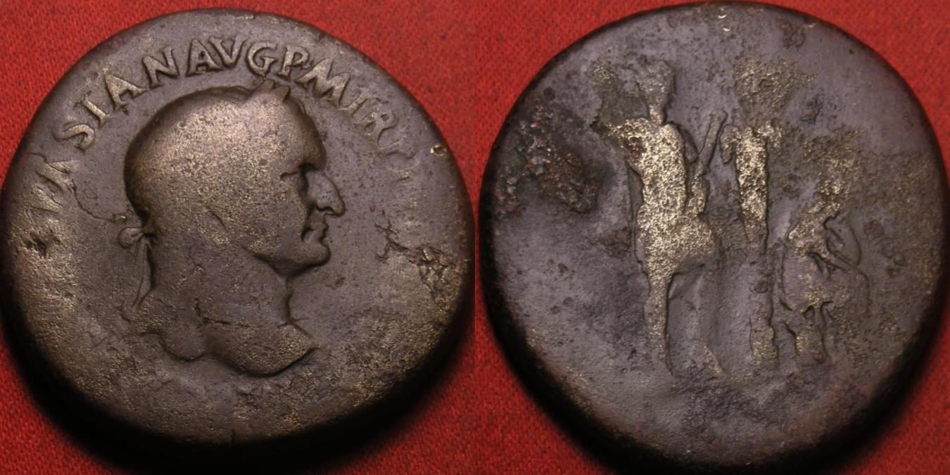 VESPASIAN AE sestertius. Lugdunum mint, 71 AD. JUDAEA CAPTA, Jewess ...