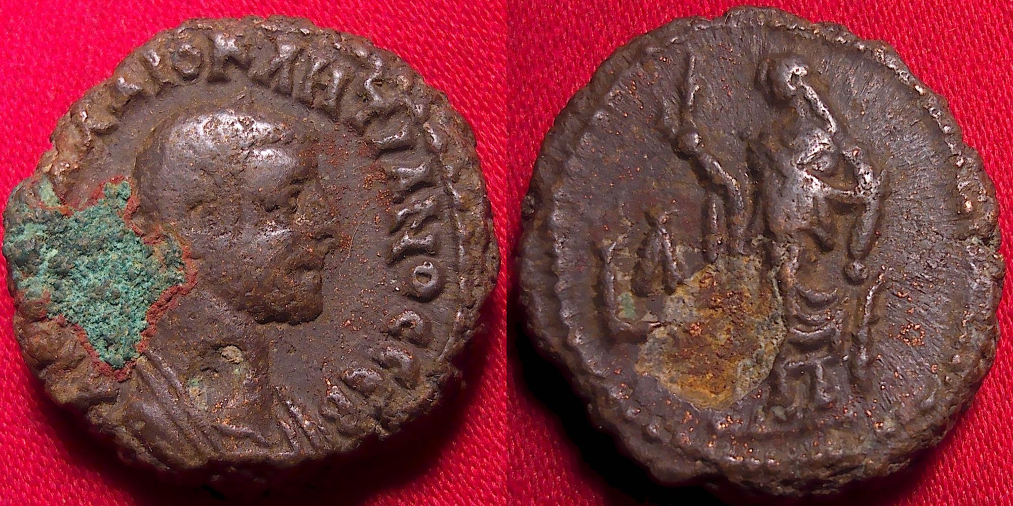 DIOCLETIAN AE tetradrachm. Alexandria. Elpis advancing, holding flower.