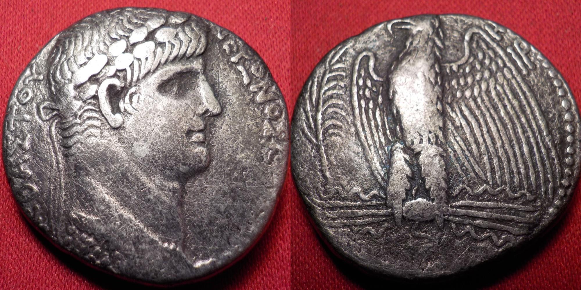 NERO AR silver tetradrachm. 61-62 AD. Eagle on thunderbolt. 14.9 grams