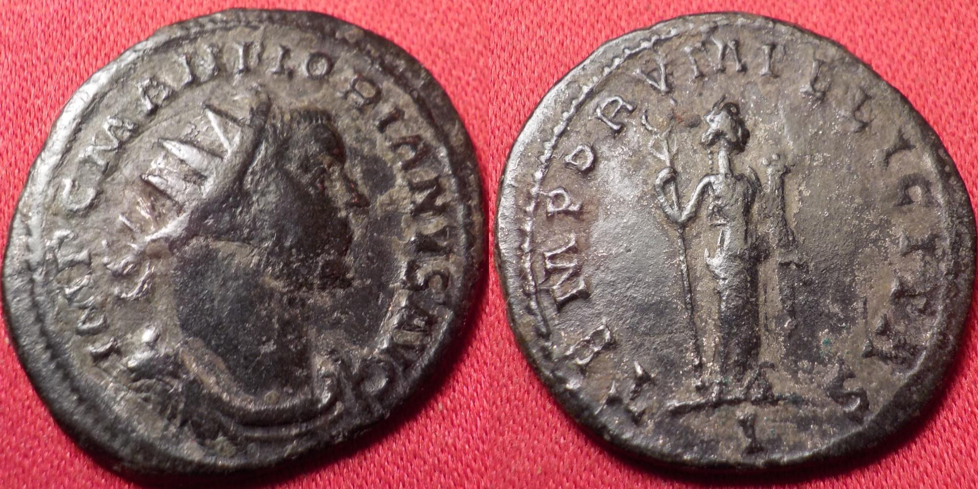 FLORIAN AE antoninianus. Lugdunum, 276 AD. TEMPORUM FELICITAS ...