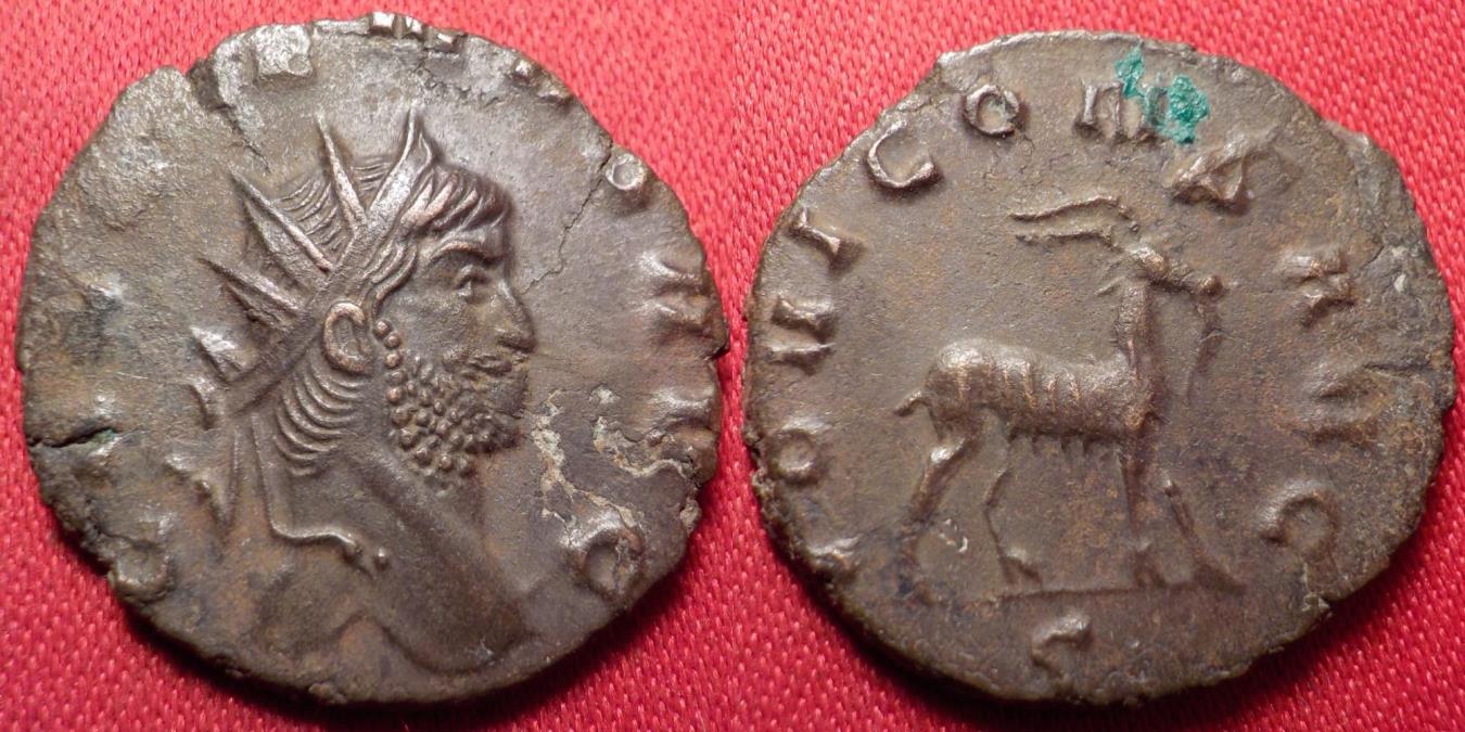 GALLIENUS AE antoninianus. Rome. Goat walking left. IOVI CONS AVG