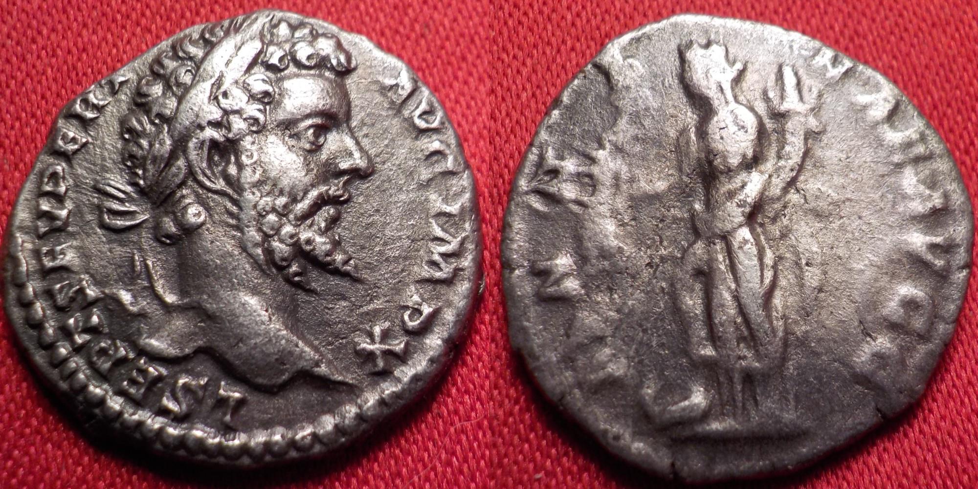 SEPTIMIUS SEVERUS AR silver denarius. Annonae Avgg, Annona standing ...