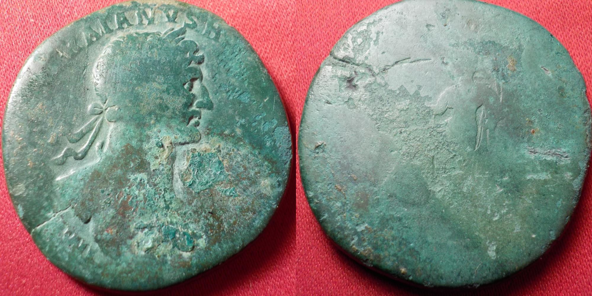 HADRIAN AE sestertius. 118 AD. FORT RED, Fortuna seated left.
