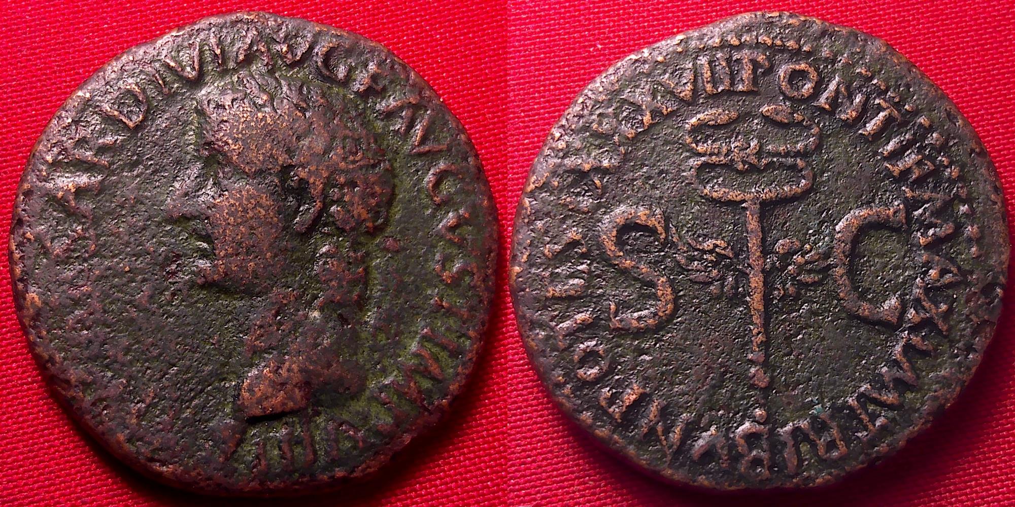TIBERIUS AE as. Rome, 24-25 AD. Winged caduceus. | Roman Imperial Coins