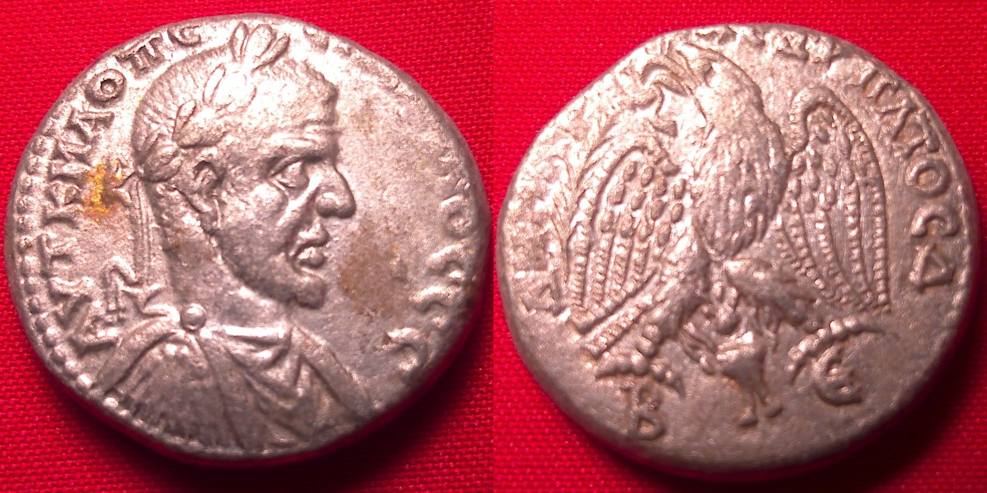 MACRINUS AR silver tetradrachm. Beroea, Cyrrhestica. Eagle standing ...