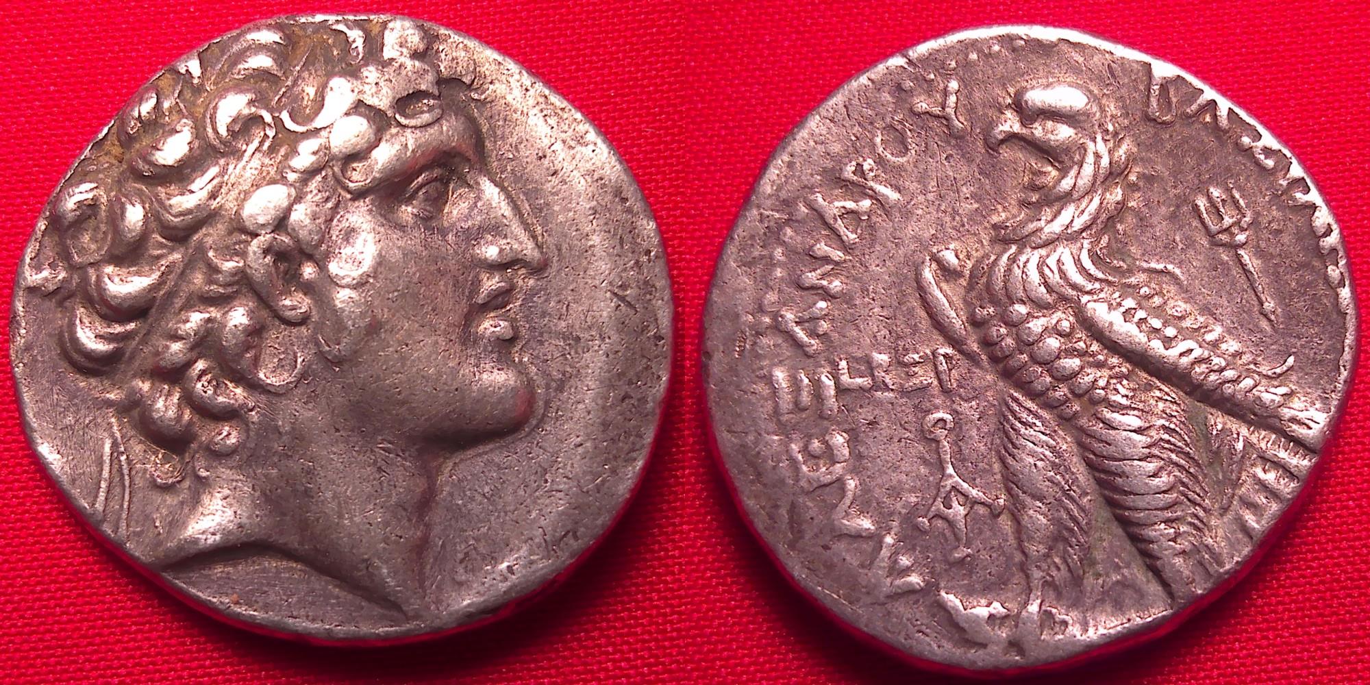 ALEXANDER I BALAS AR silver tetradrachm. Berytus, 151-150 BC. Eagle on ...