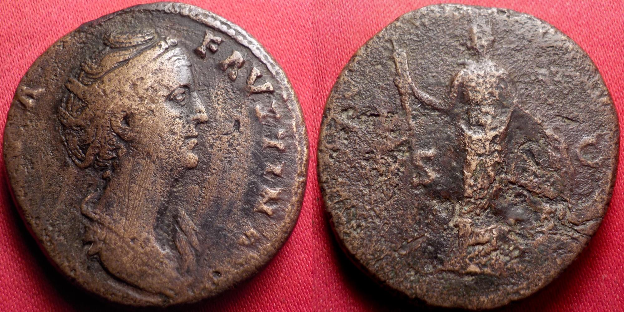 DIVA FAUSTINA I SENIOR AE sestertius. Aeternitas standing, holding scepter.