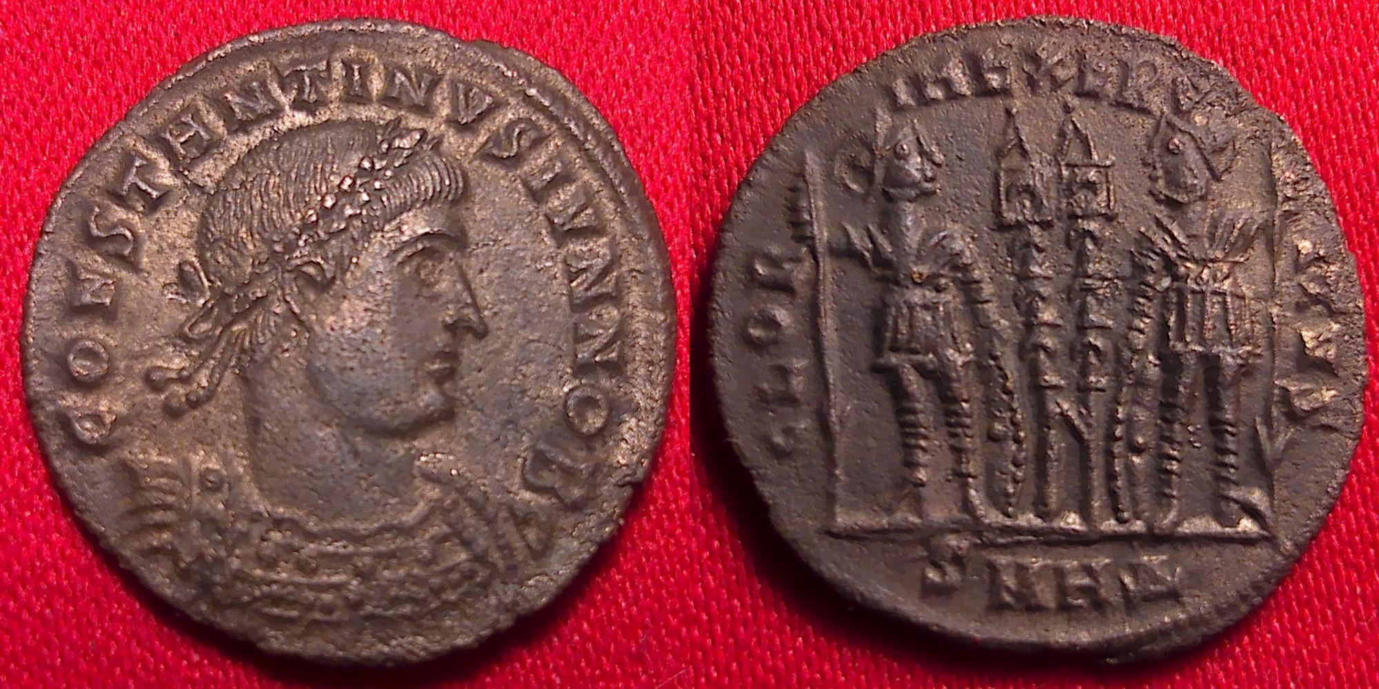 CONSTANTINE II AE3. Heraclea. Soldiers & standards | Roman Imperial Coins