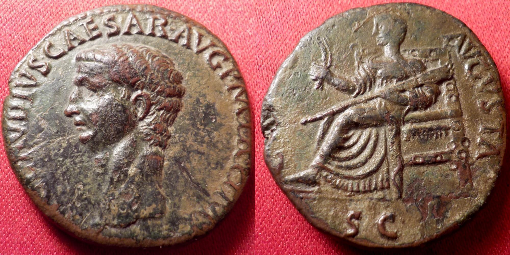 CLAUDIUS AE dupondius. CERES seated on ornamental throne. Nice portrait