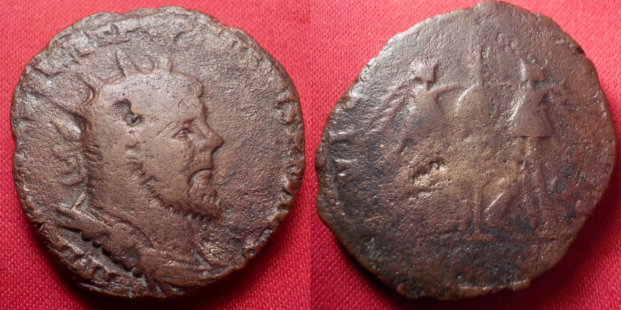 POSTUMUS AE double sestertius. VICTORIAE AVG, Two Victories attaching ...