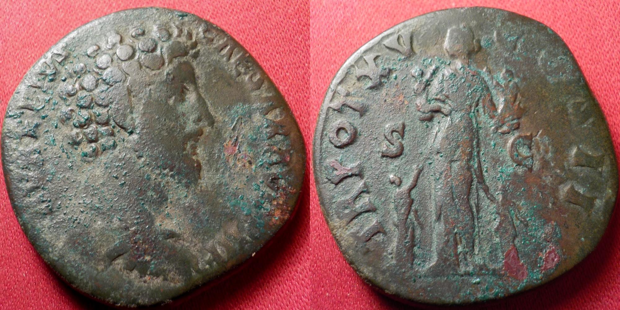 MARCUS AURELIUS CAESAR AE sestertius. Pietas standing with four children