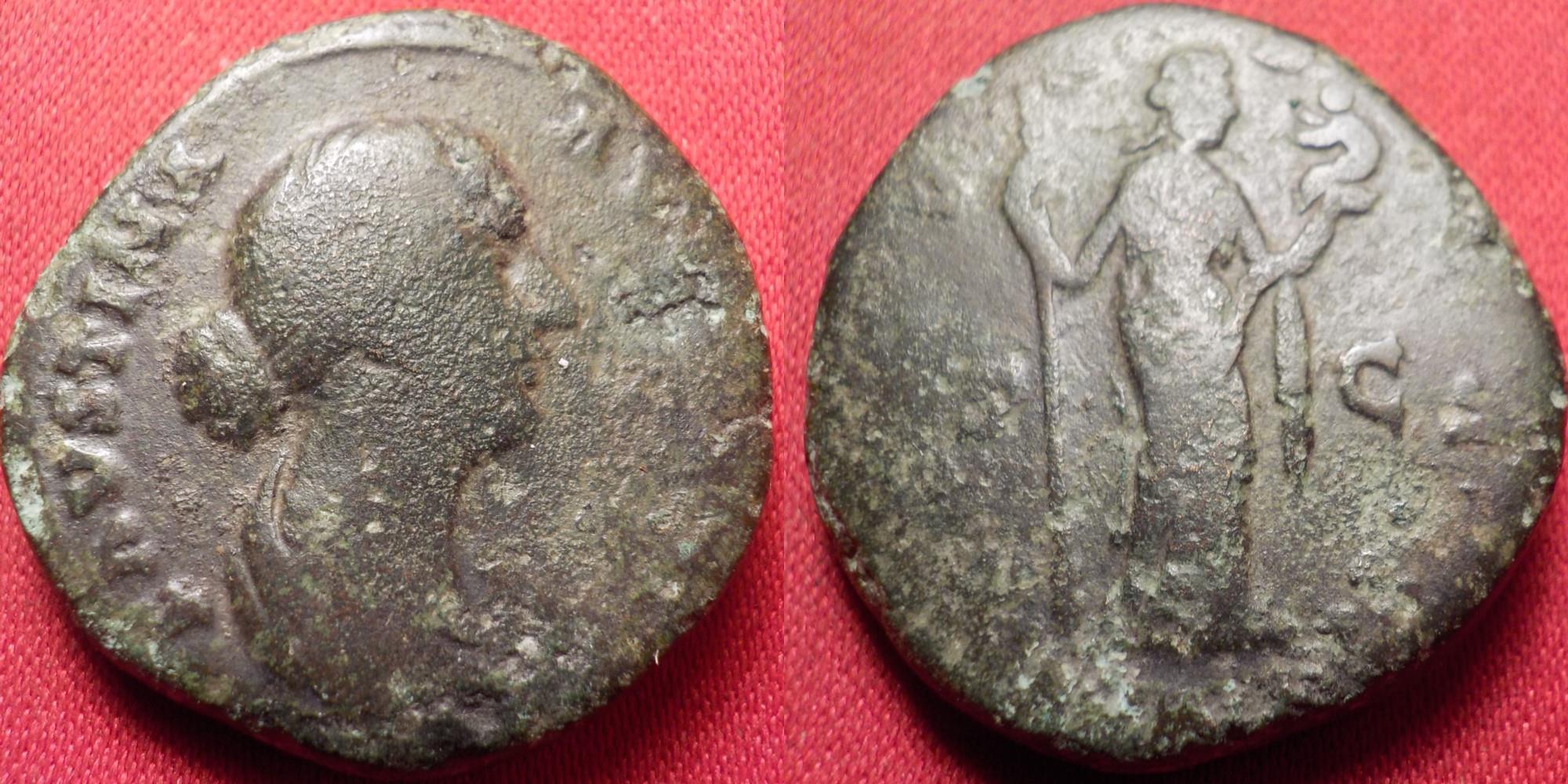 FAUSTINA II JUNIOR AE as. Fecunditas standing, holding child | Roman Imperial Coins