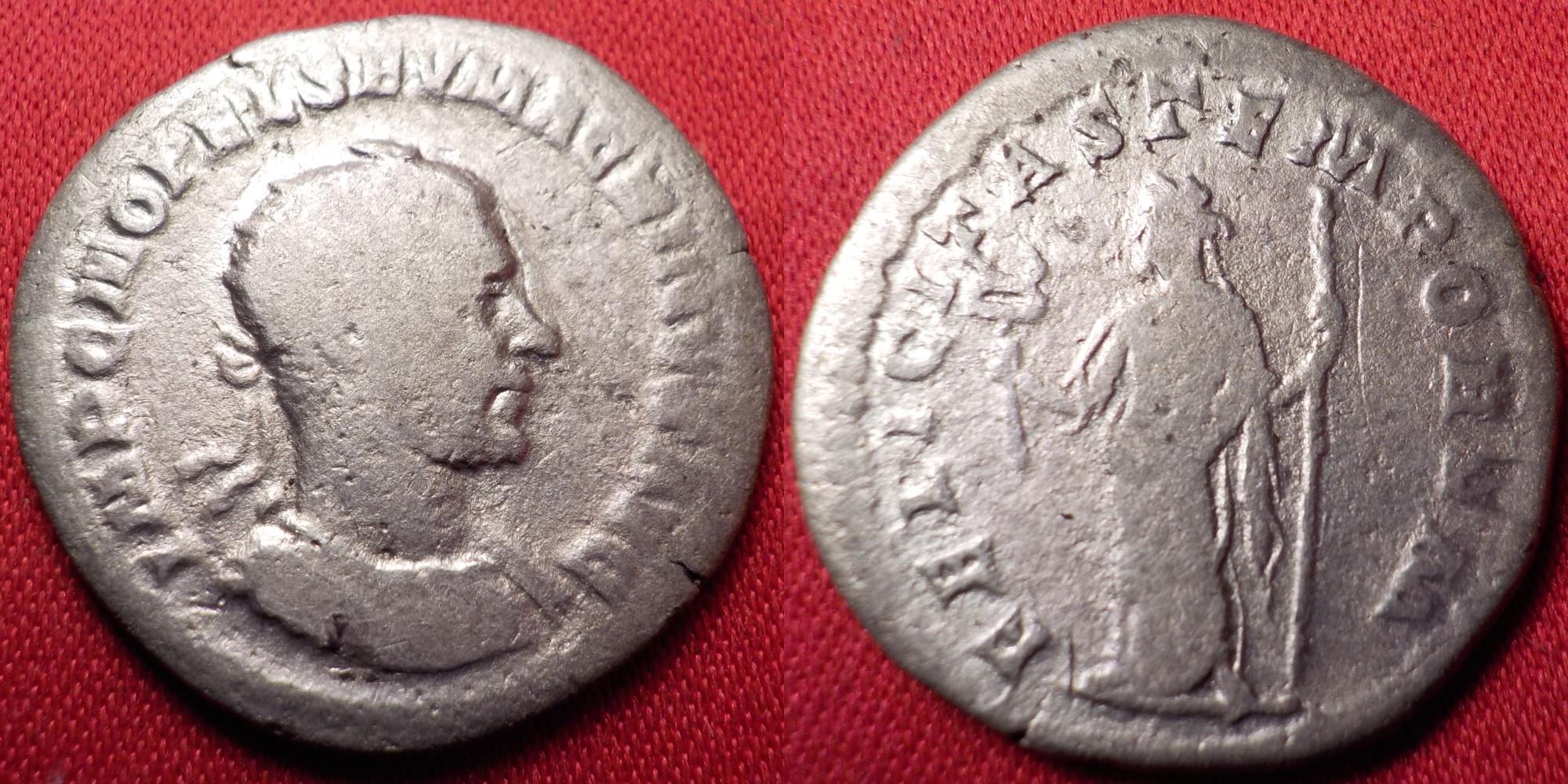 MACRINUS AR silver antoninianus. Felicitas standing, holding caduceus ...