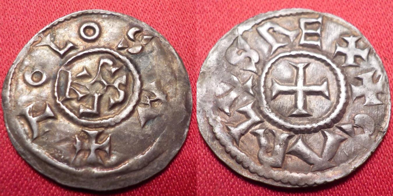 KING CHARLES THE BALD AR silver denier. King of West Francia. Monogram ...
