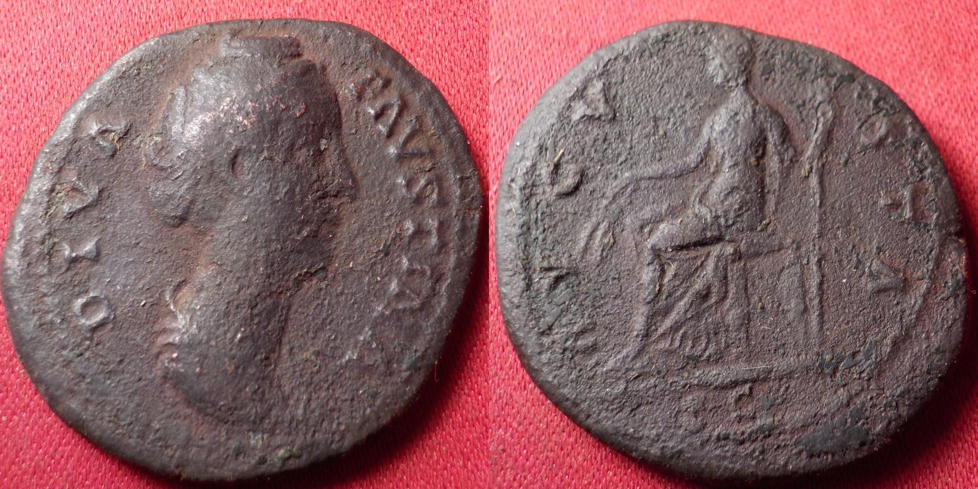DIVA FAUSTINA I SENIOR AE as. Ceres seated left, holding grain ears & torch