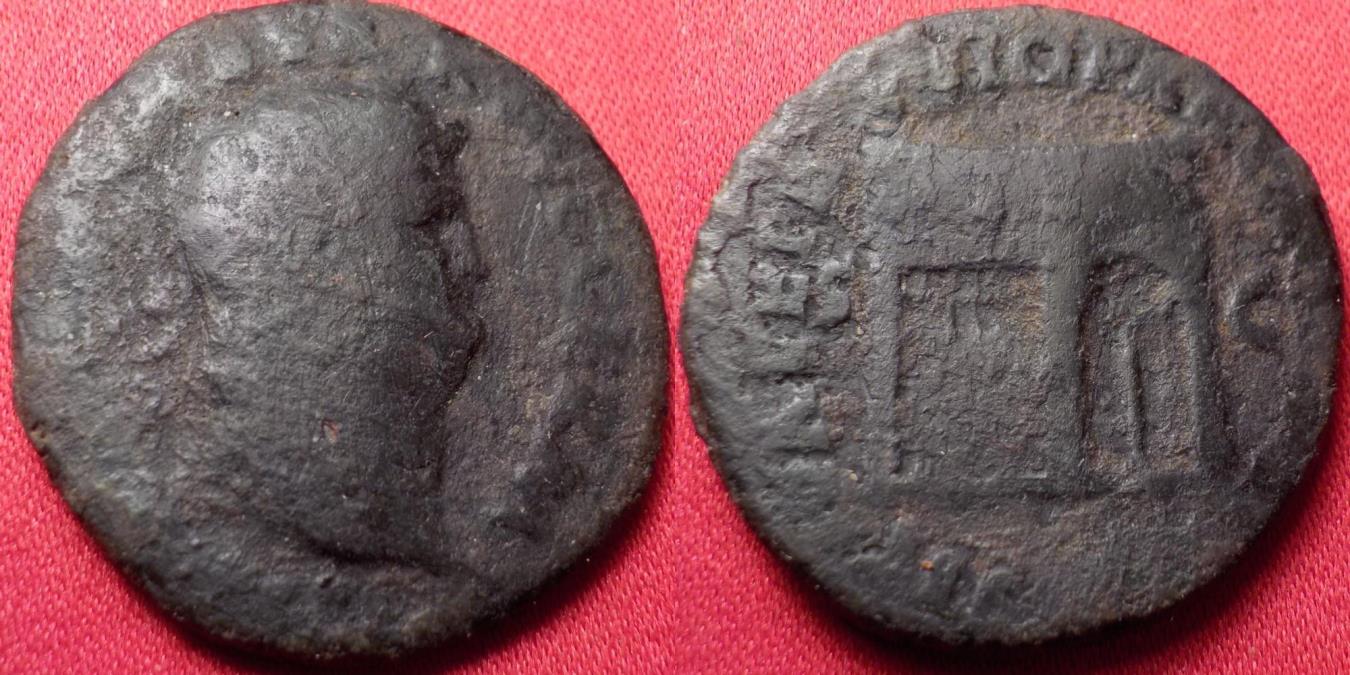 NERO AE as. Temple of Janus with closed doors. 65 AD | Roman Imperial Coins